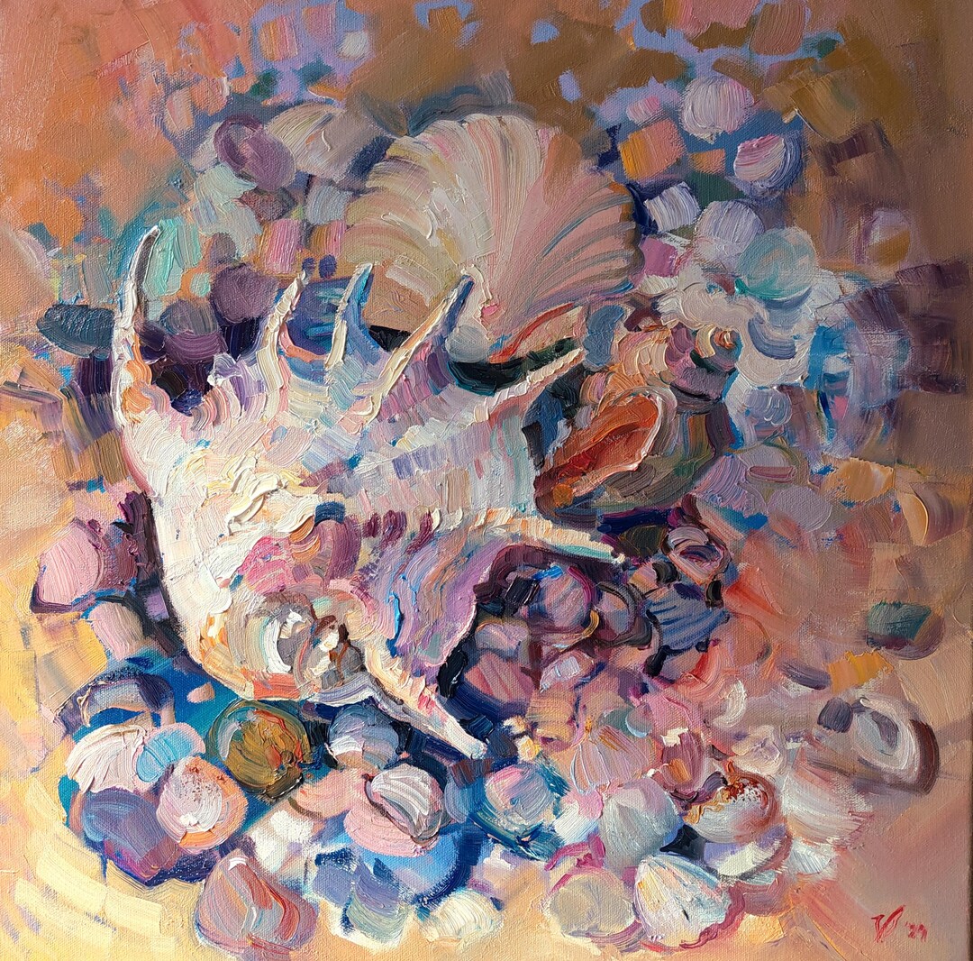 Shells Still Life Oil Painting Original Painting on Canvas Artwork ...