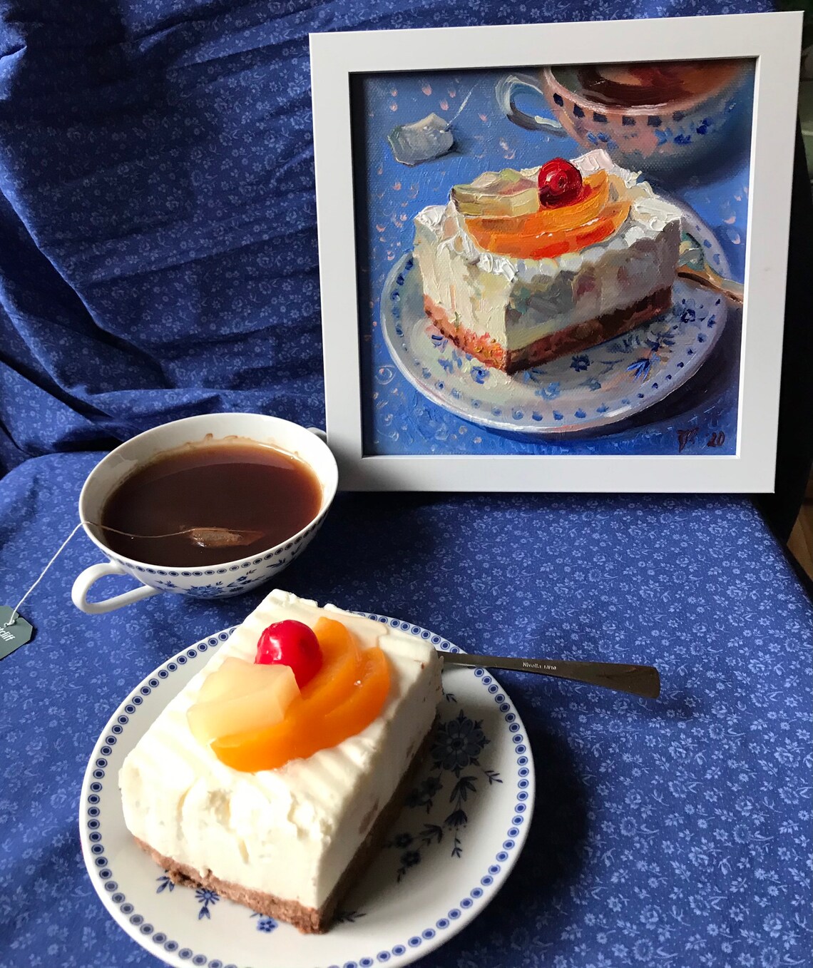 Cake piece painting original kitchen wall decoration framed | Etsy