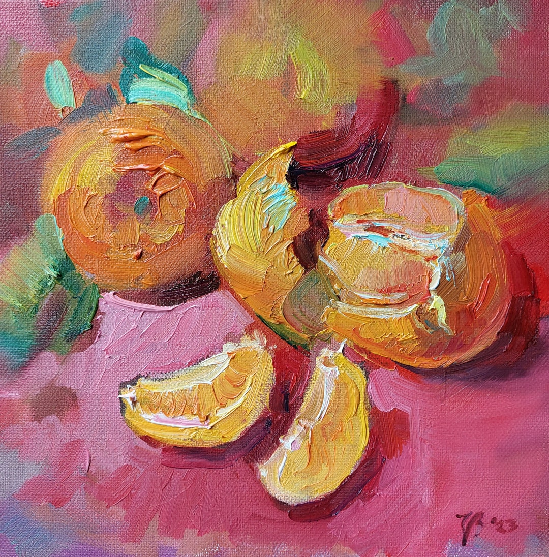 Mandarins Original Painting Realistic Small Still Life With Fruit Oil ...