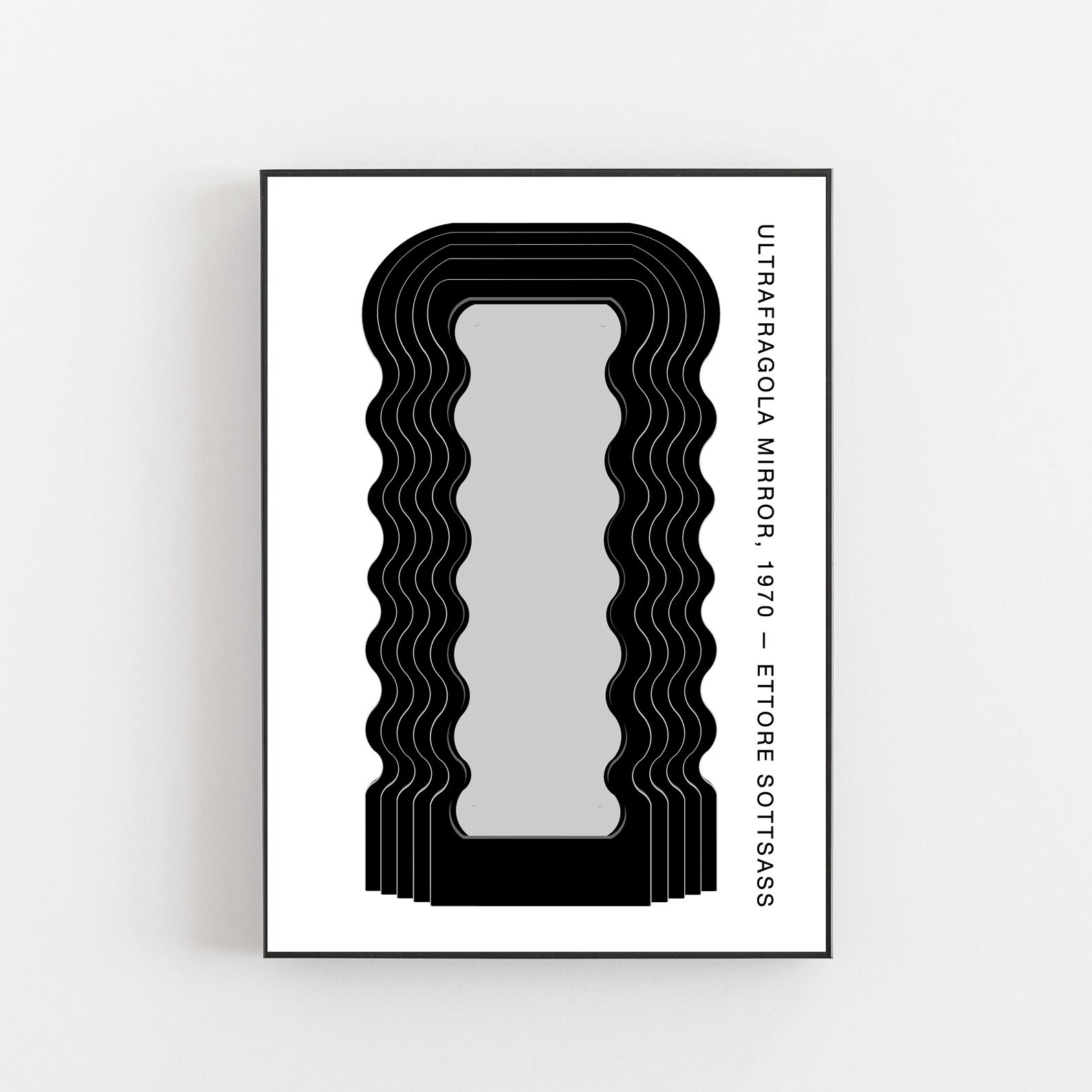 Wall Hangings waved mirror minimalist poster italian midcentury design ...