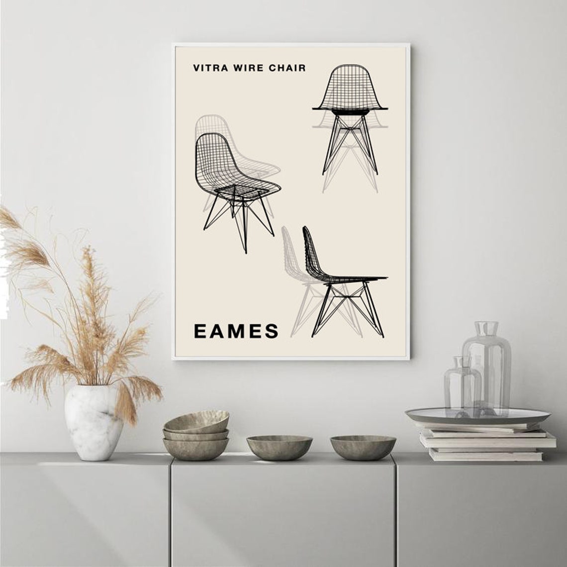 Charles Eames Vitra Wire Chair Poster, Vitra Minimalist Poster ...