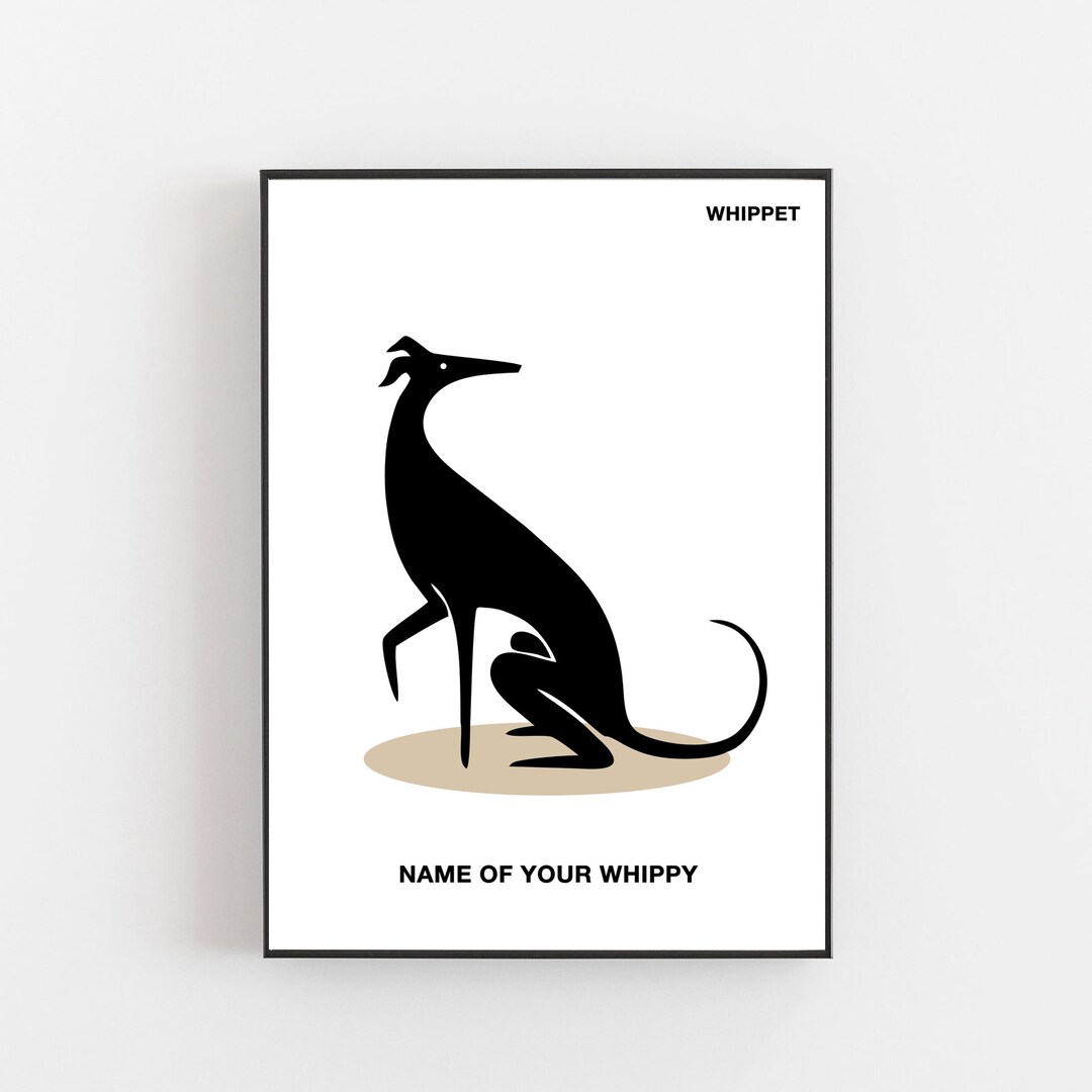 Whippet Poster, Whippet Custom Gift, Personalised Gift Dog Owner ...