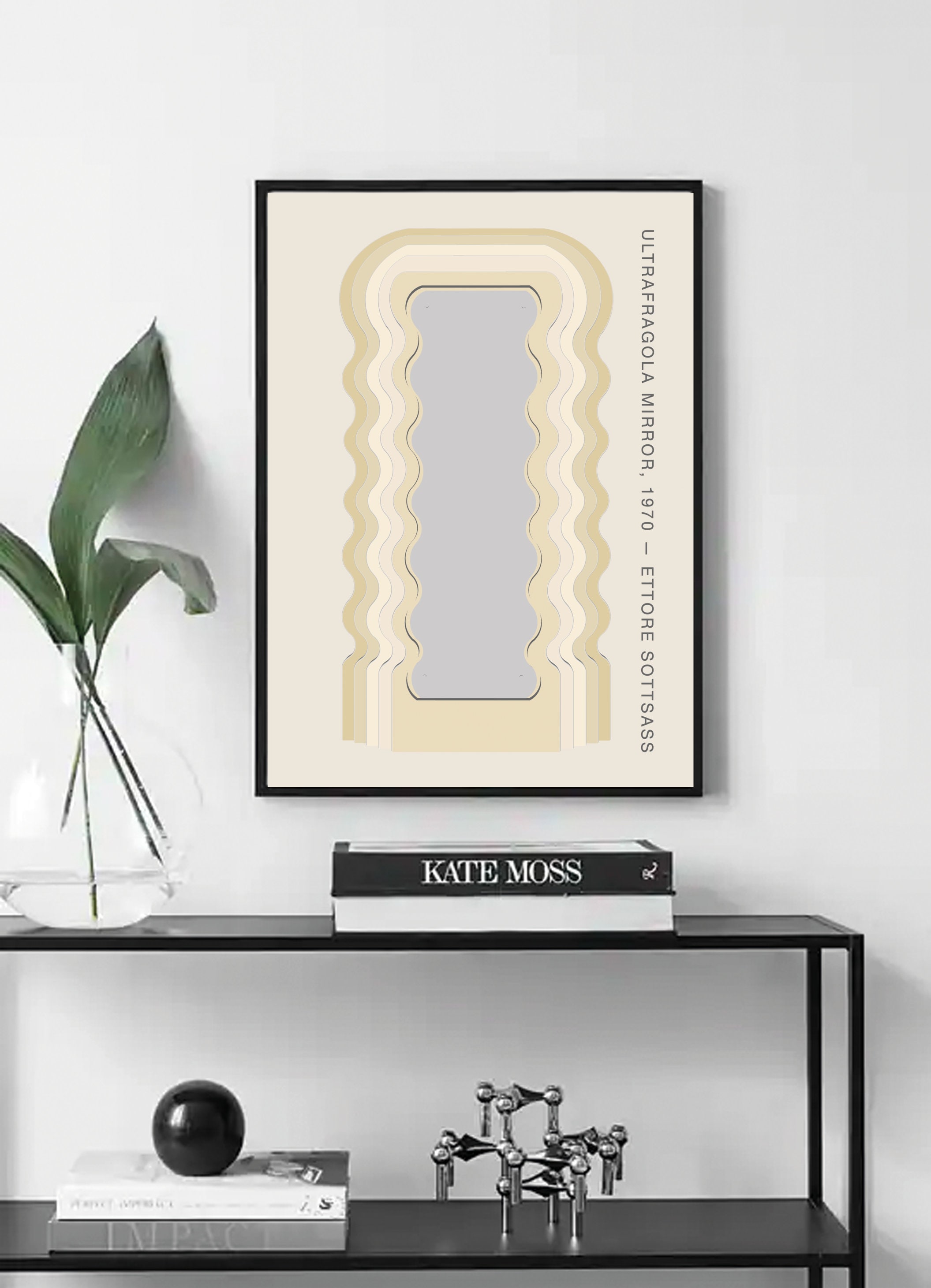 Wall Hangings waved mirror minimalist poster italian midcentury design ...