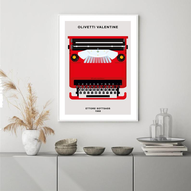 Olivetti Valentine Poster, Typewriter Olivetti, Ettore Sottsass ...