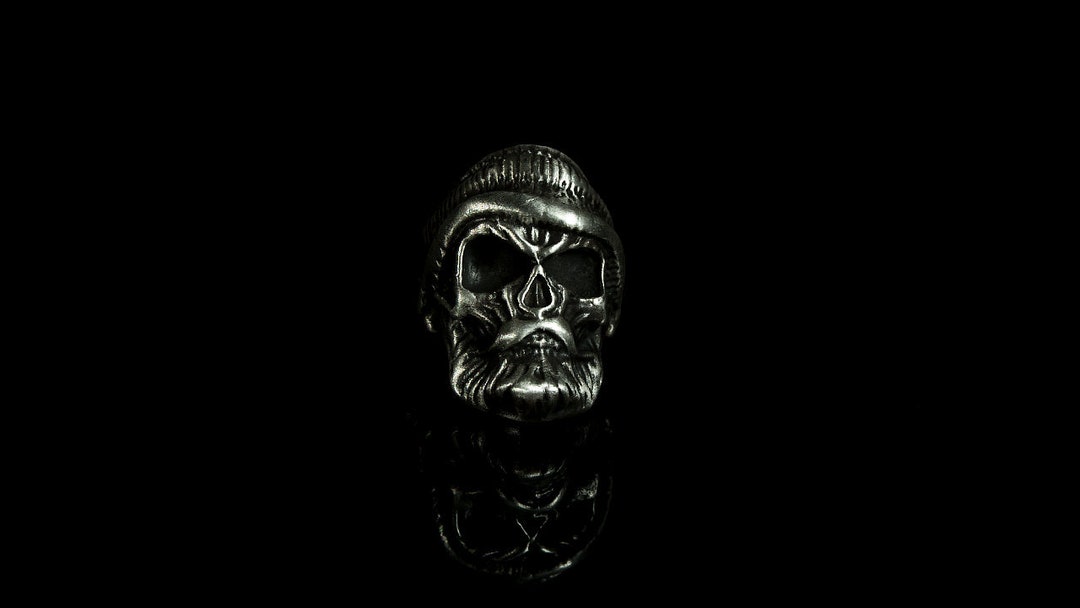 Bearded Skull Ring Sterling Silver: Biker Jewelry Gift - Etsy