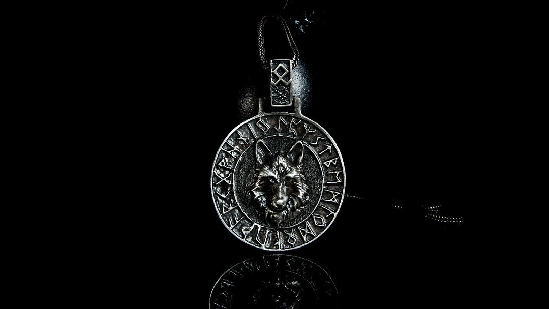 Silver Wolf Pendant, Wolf and Runes, Runic Symbols, Runic Language ...