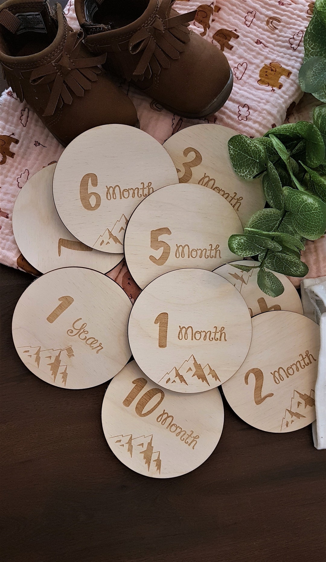 Mountain Wooden Milestones. Perfect Prop for Baby First Year Photos and ...