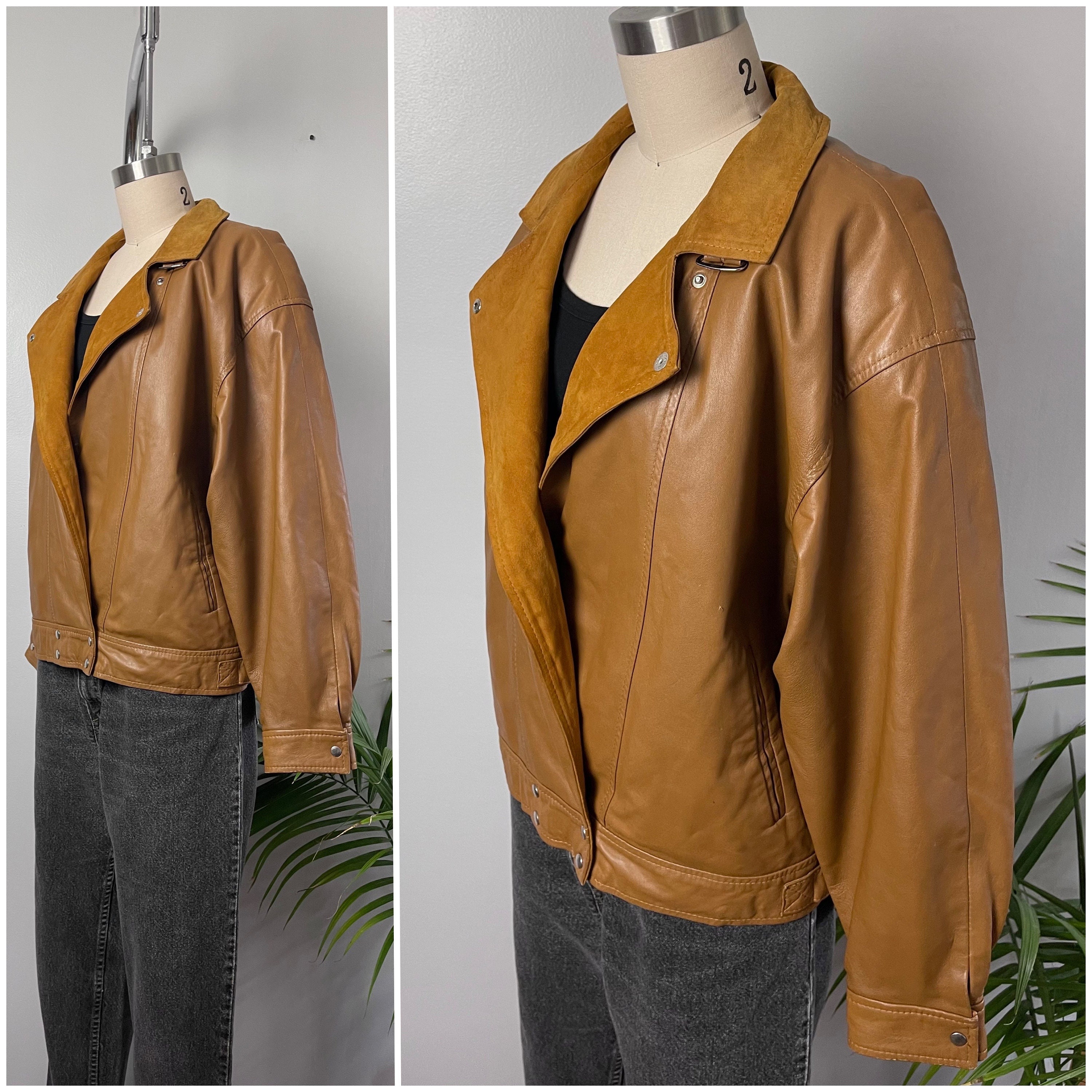 Vintage 80s Leather Bomber Jacket/1980's Guy Laroche - Etsy