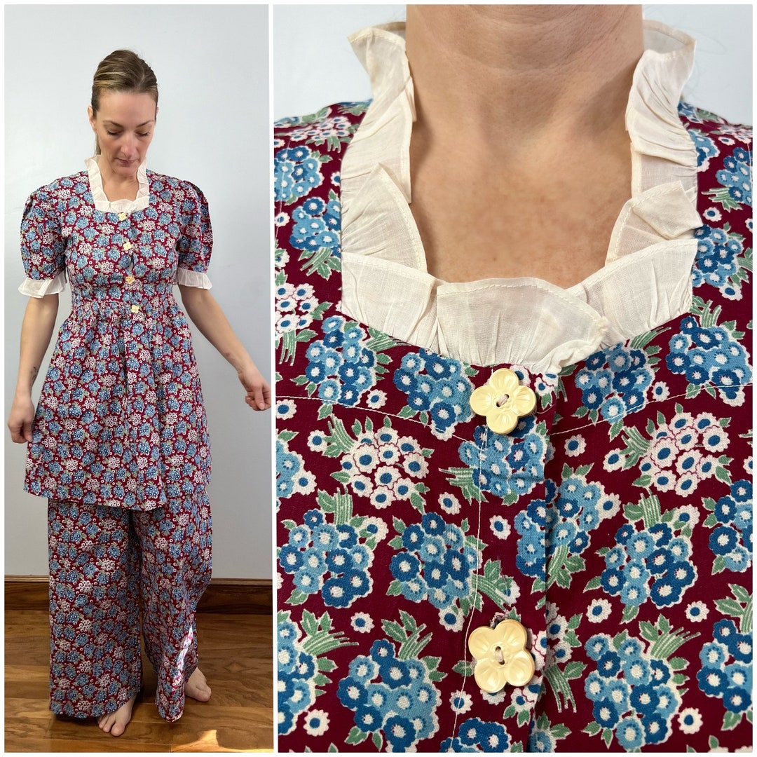Vintage 30s Palazzo Pant Set/1930's Guaranteed by Eastern Isles Floral ...