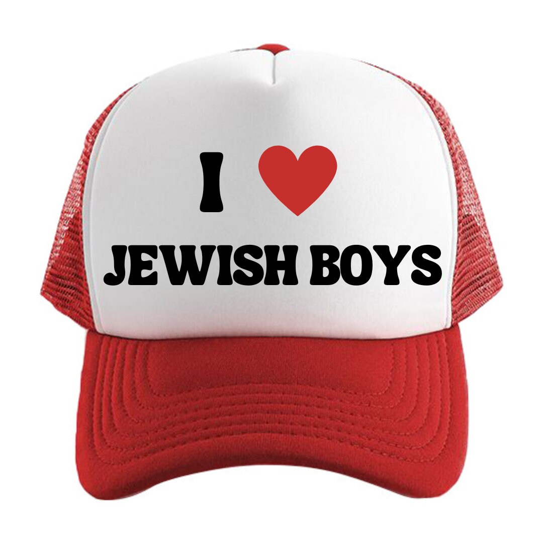 I Love Jewish Boys Custom Red Tucker Hat, Trendy Trucker Hat, I Heart ...