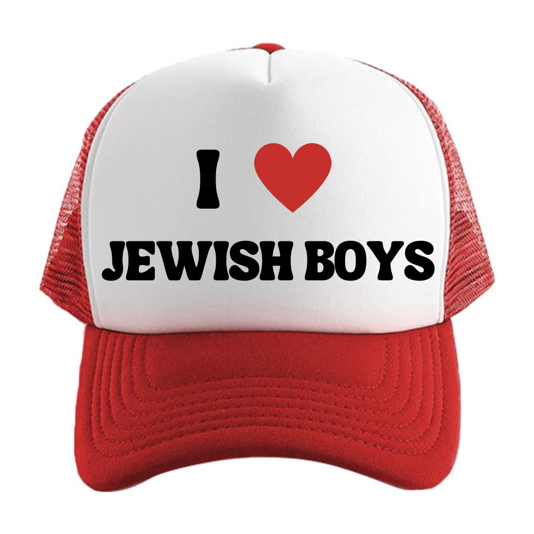 I Love Jewish Boys Custom Red Tucker Hat, Trendy Trucker Hat, I Heart ...