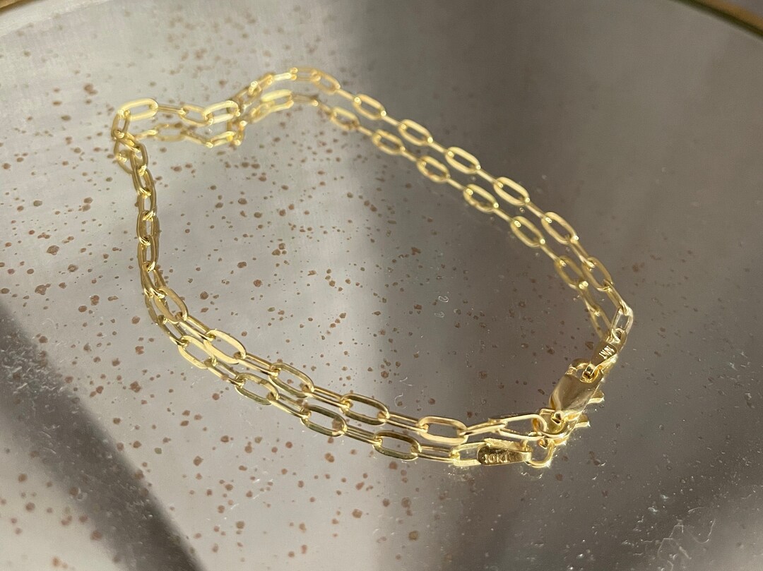 New 10k Solid Gold Paper Clip Chain Bracelet Mint Condition - Etsy