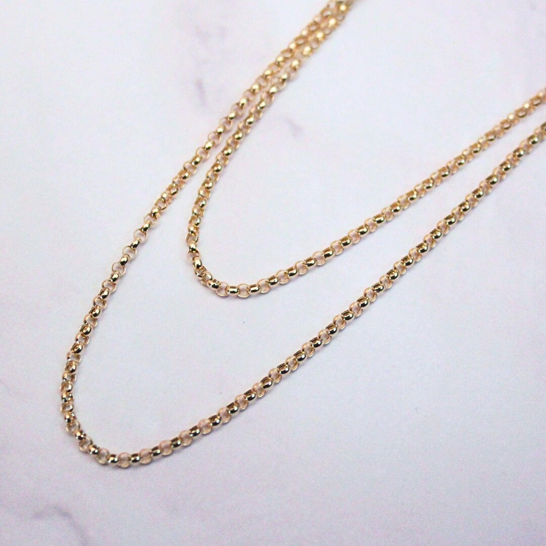 18K Solid Gold Polo Chain Paris Necklace: Dainty Minimalist Jewelry - Etsy