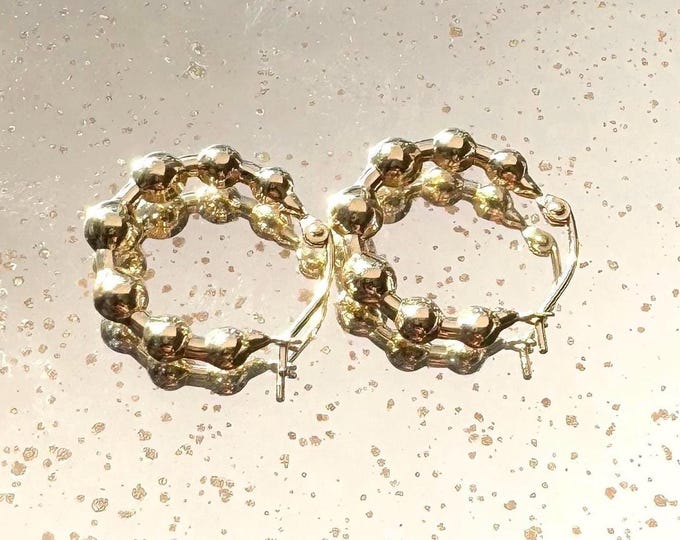 SLC 14k 2 Tone Yellow & White Gold Hoop Pierced Earrings, Vintage ...