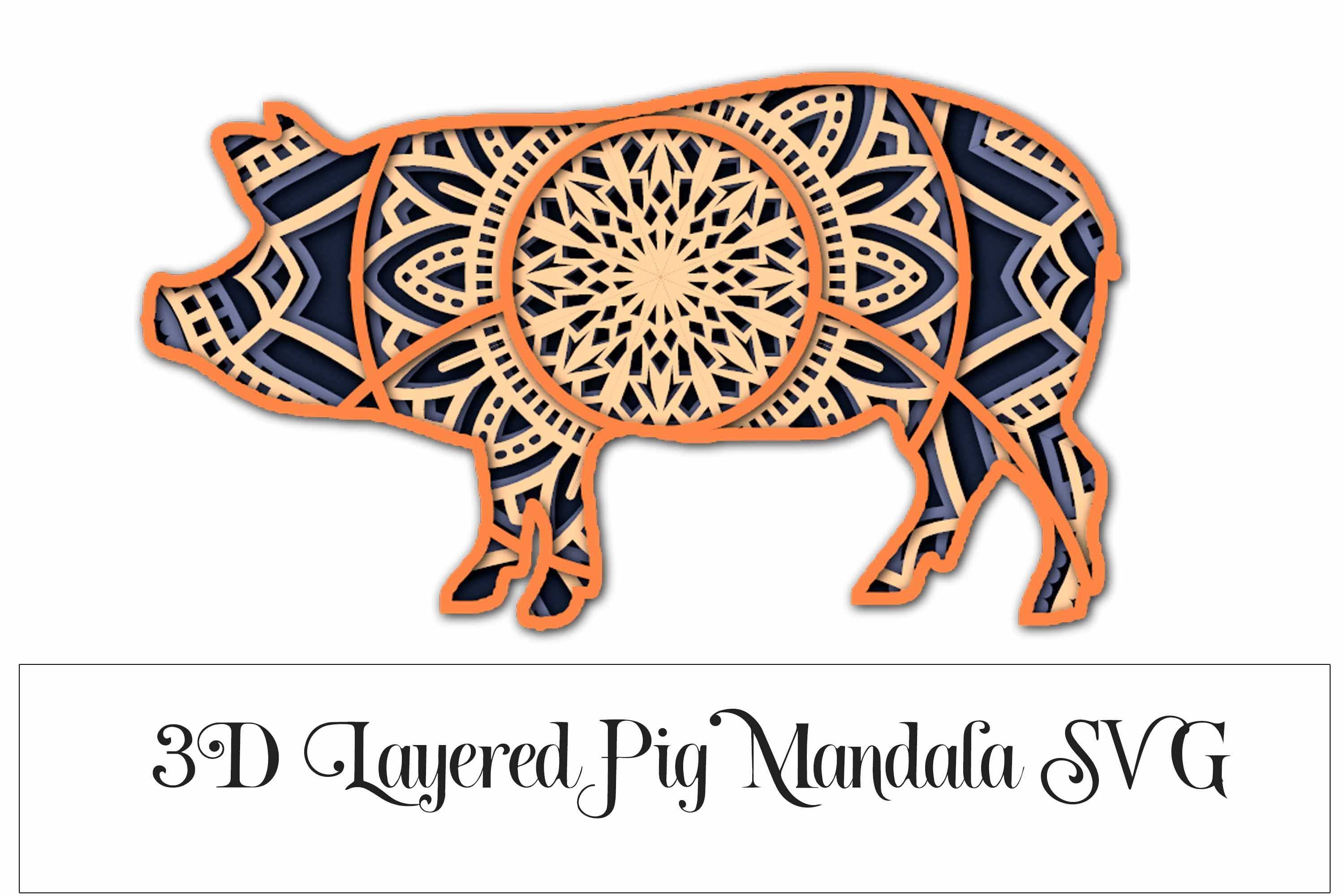3D Layered Pig Mandala SVG File Layered Cut File 4 Layers - Etsy