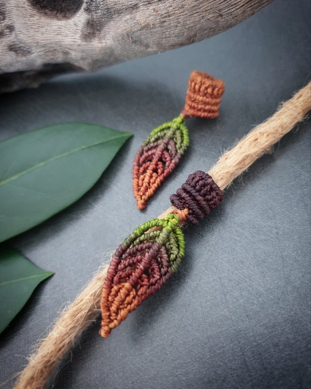 Dread Bead Dread Jewelry Leaf Natural // Macrame Dread Bead 8 Mm Dreadlock Hair Jewelry COLOR ...