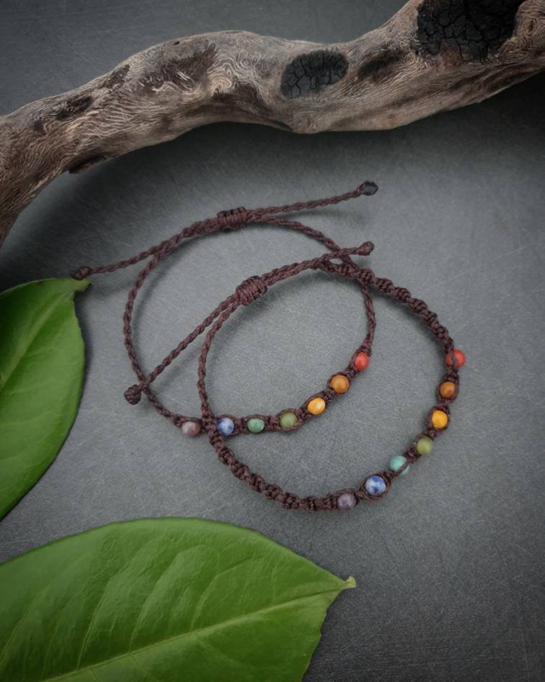Chakra Macrame Bracelet With Semi-precious Stones // Rainbow Bracelet 4 ...