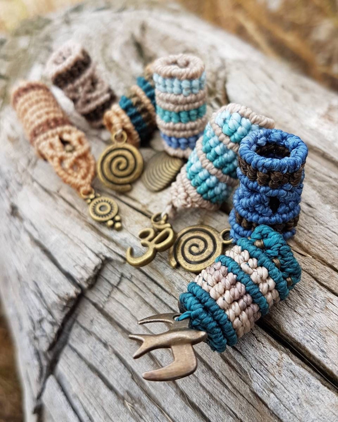 Macrame Dread Bead Dread Jewelry 8 Mm OCEAN SANDS // Dreadlock Hair ...