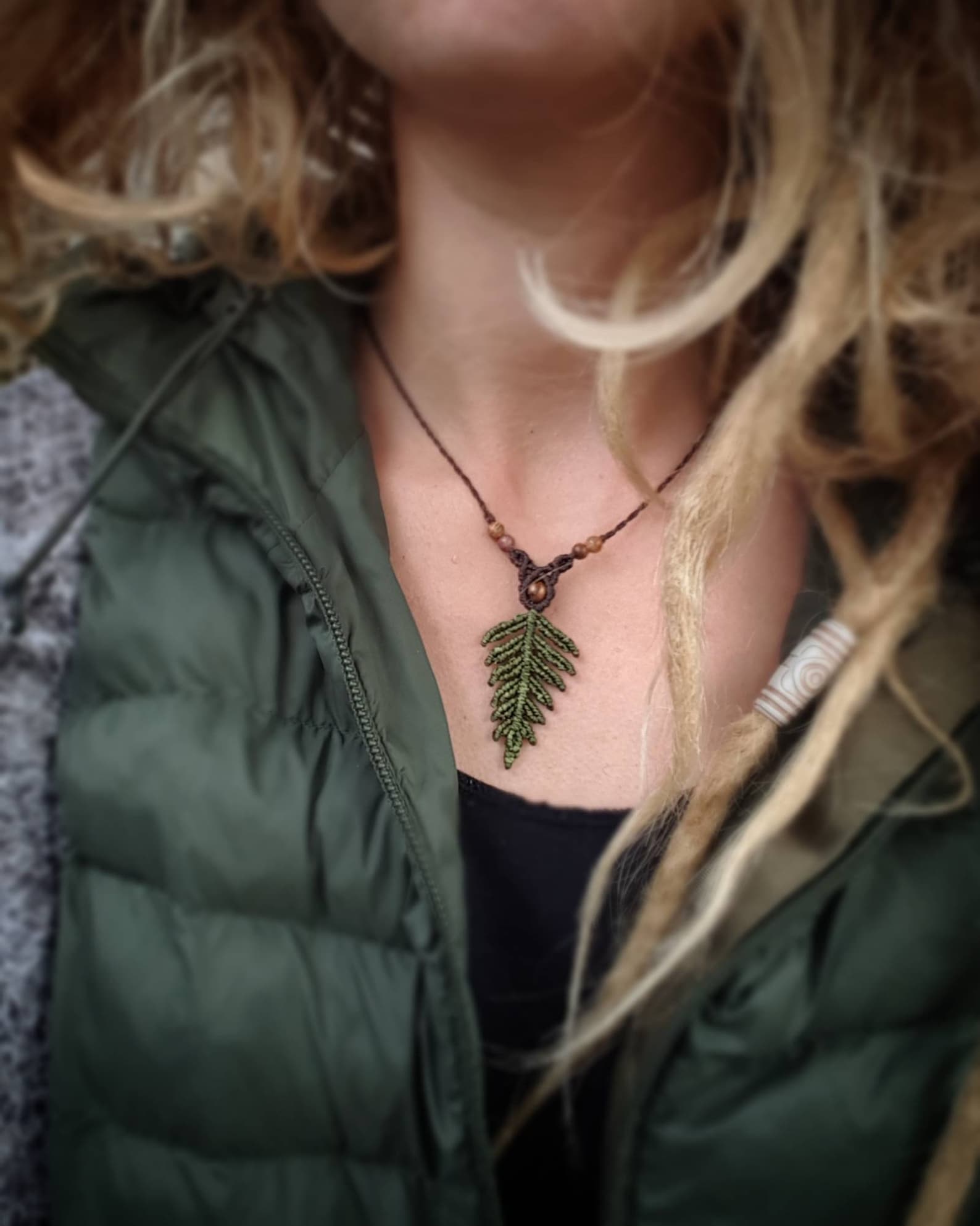 Fern Necklace Macramé Necklace With Fern Leaf Necklace With - Etsy