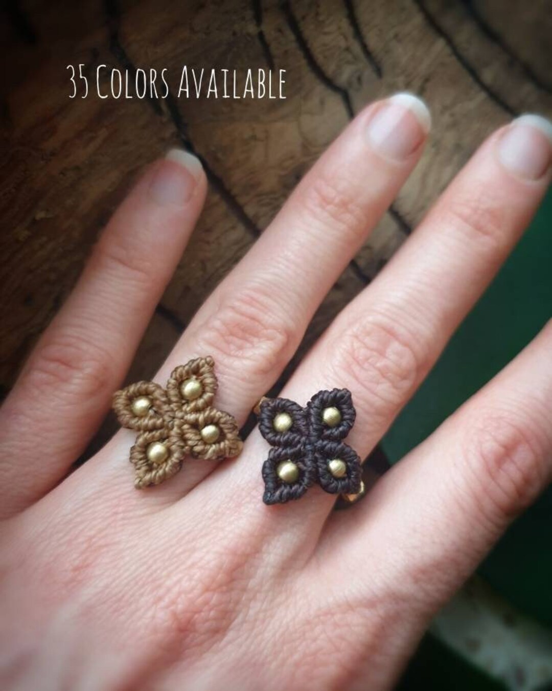 Macrame PIXIE Ring Adjustable in Size // Flower Ring Flower Ring Floral ...