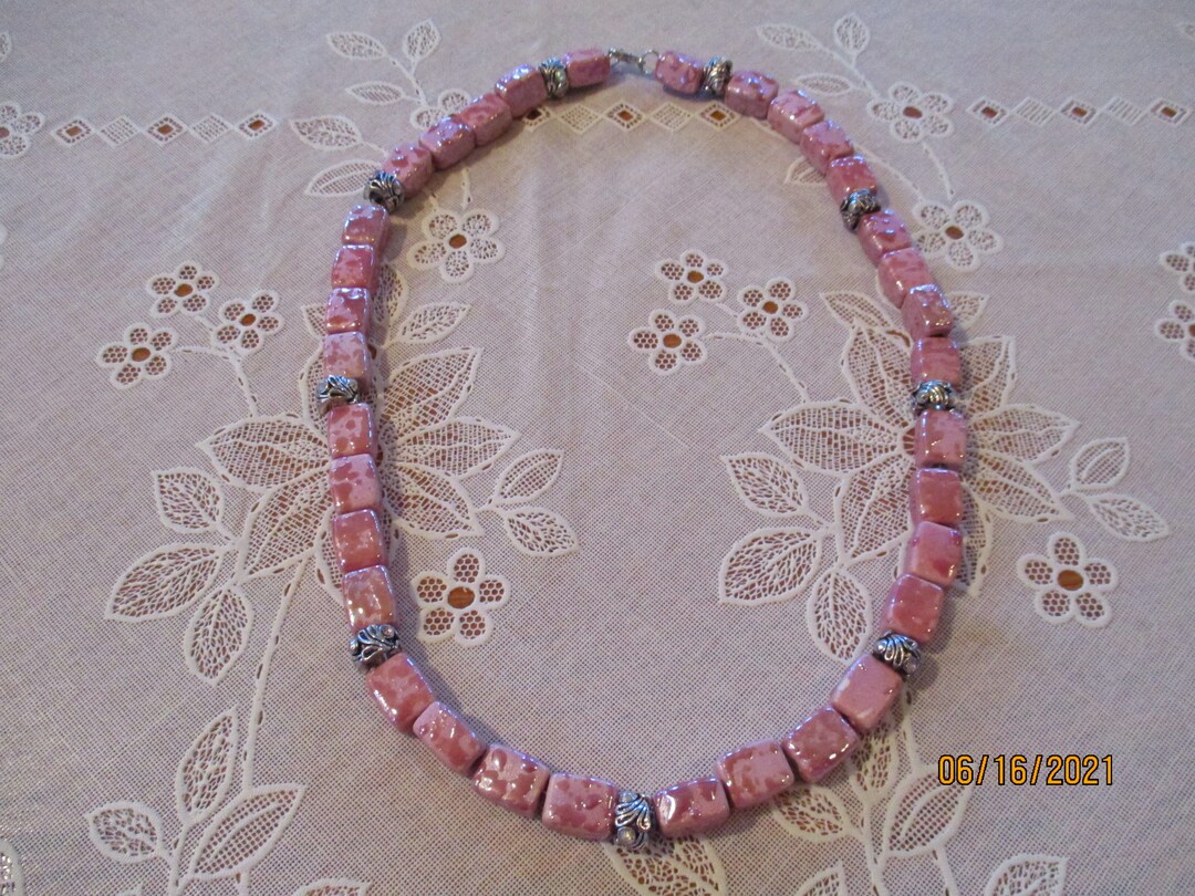 Handcrafted Pink Bead Necklace - Etsy