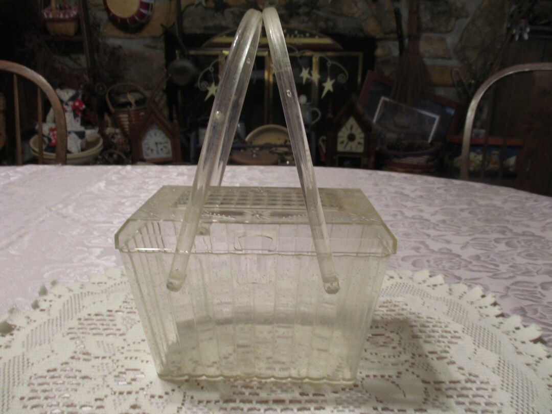 Vintage Clear Lucite Handbag W/ Embossed Floral Design on Lid - Etsy