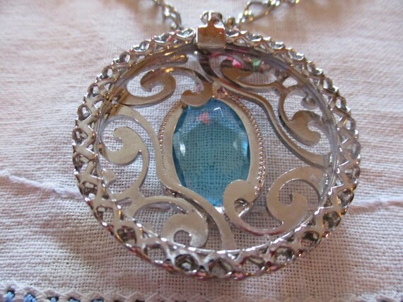 Vintage "Avon" Filigree Necklace w/ Blue Stone - Gem