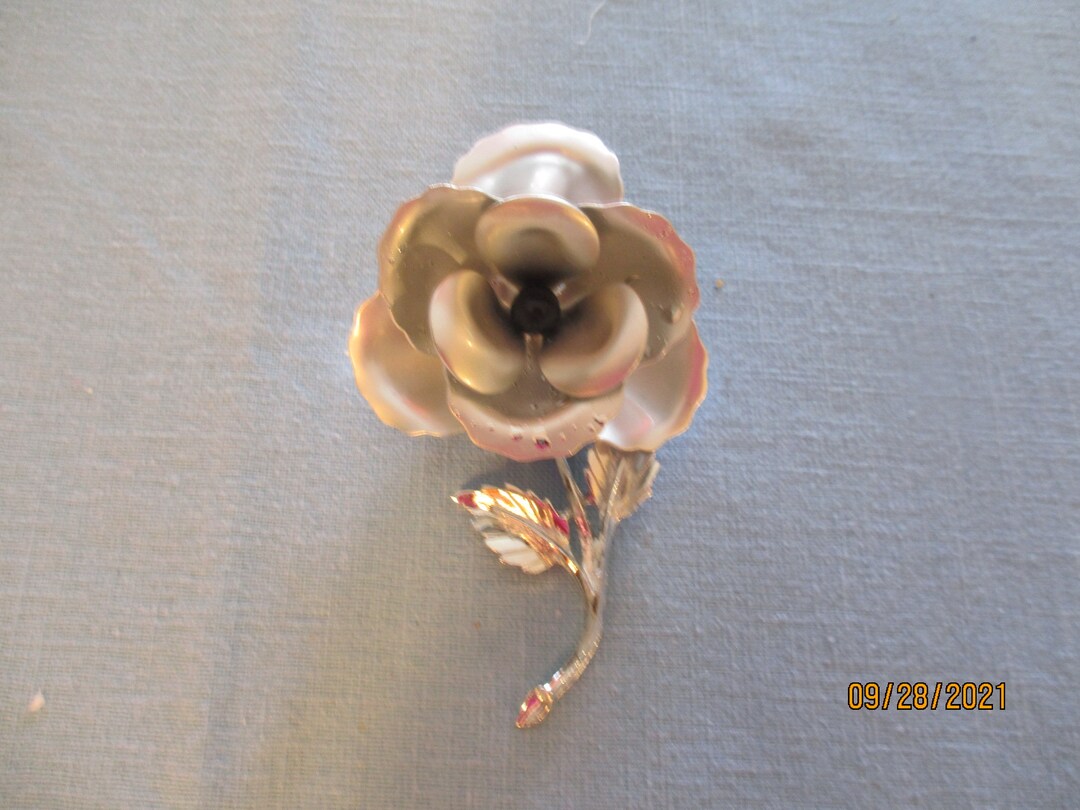 Vintage Large Silver Rose Brooch - Etsy