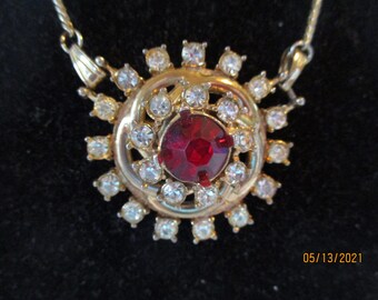 Vintage Pendant Red Rhinestone Diamante Style Five Stones on - Etsy