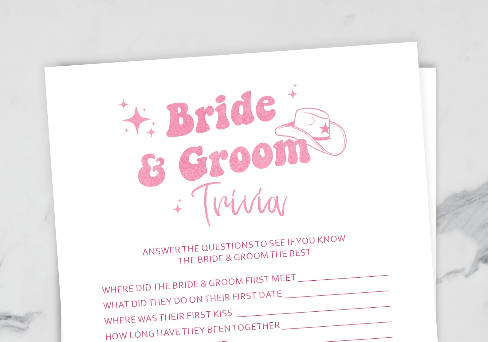 Bride & Groom Trivia, Bachelorette Party Game, Western Bachelorette - Etsy