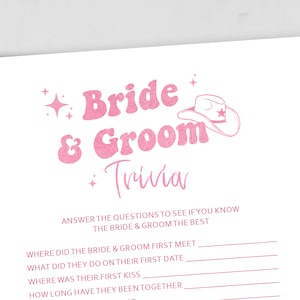 Bride & Groom Trivia, Bachelorette Party Game, Western Bachelorette - Etsy