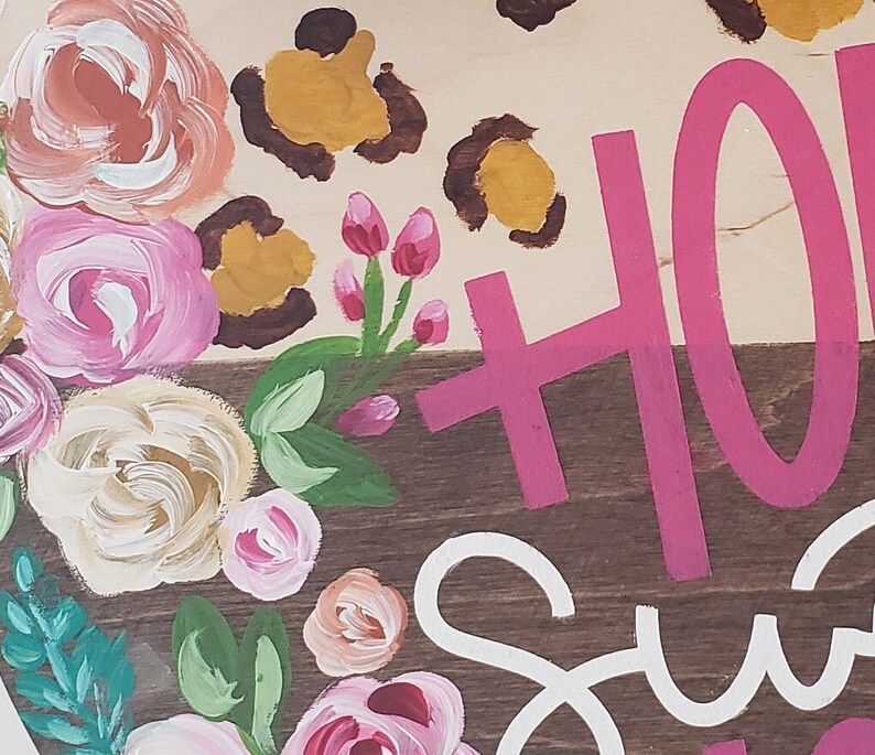 HOME SWEET HOME Door Hanger Leopard Print Door Sign Cheetah - Etsy