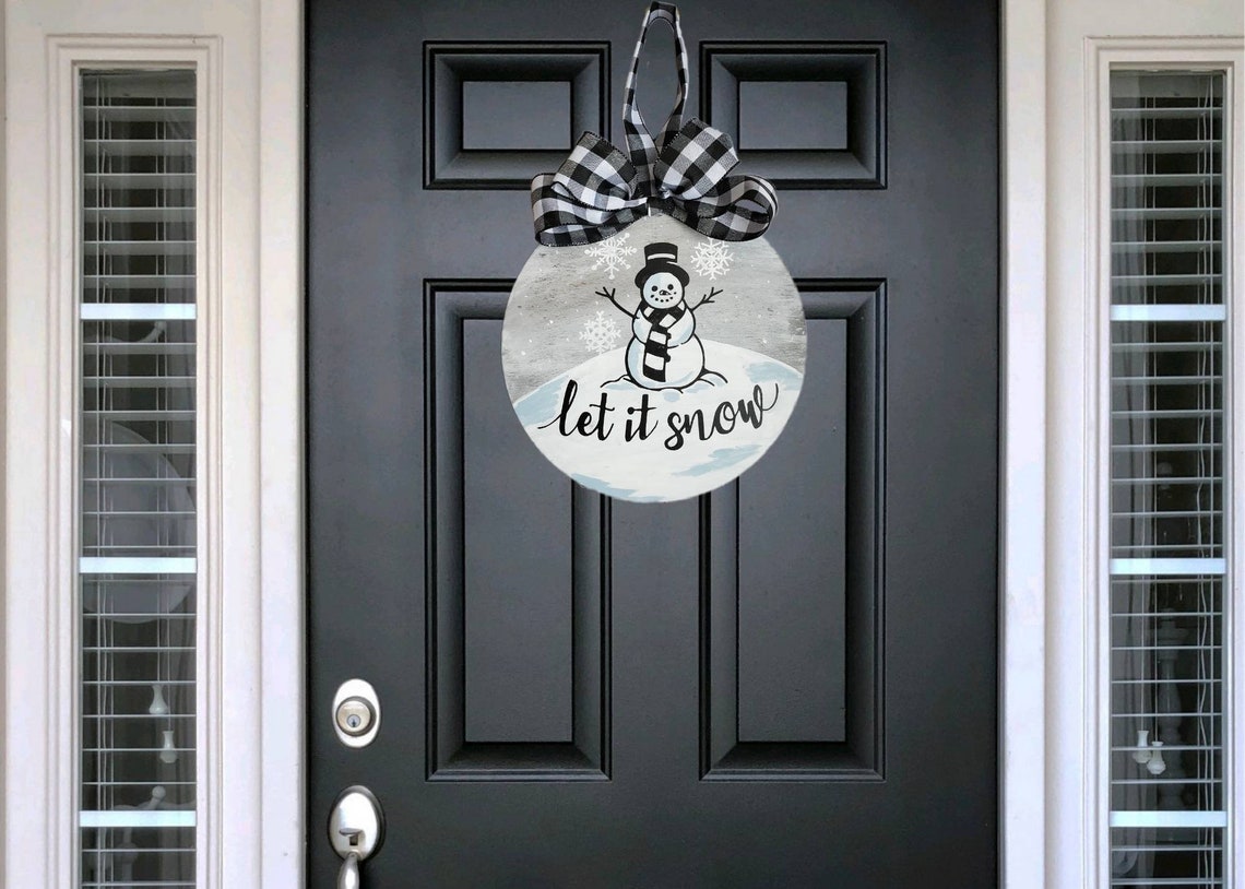 WINTER DOOR HANGER Let It Snow Wooden Holiday Decor - Etsy