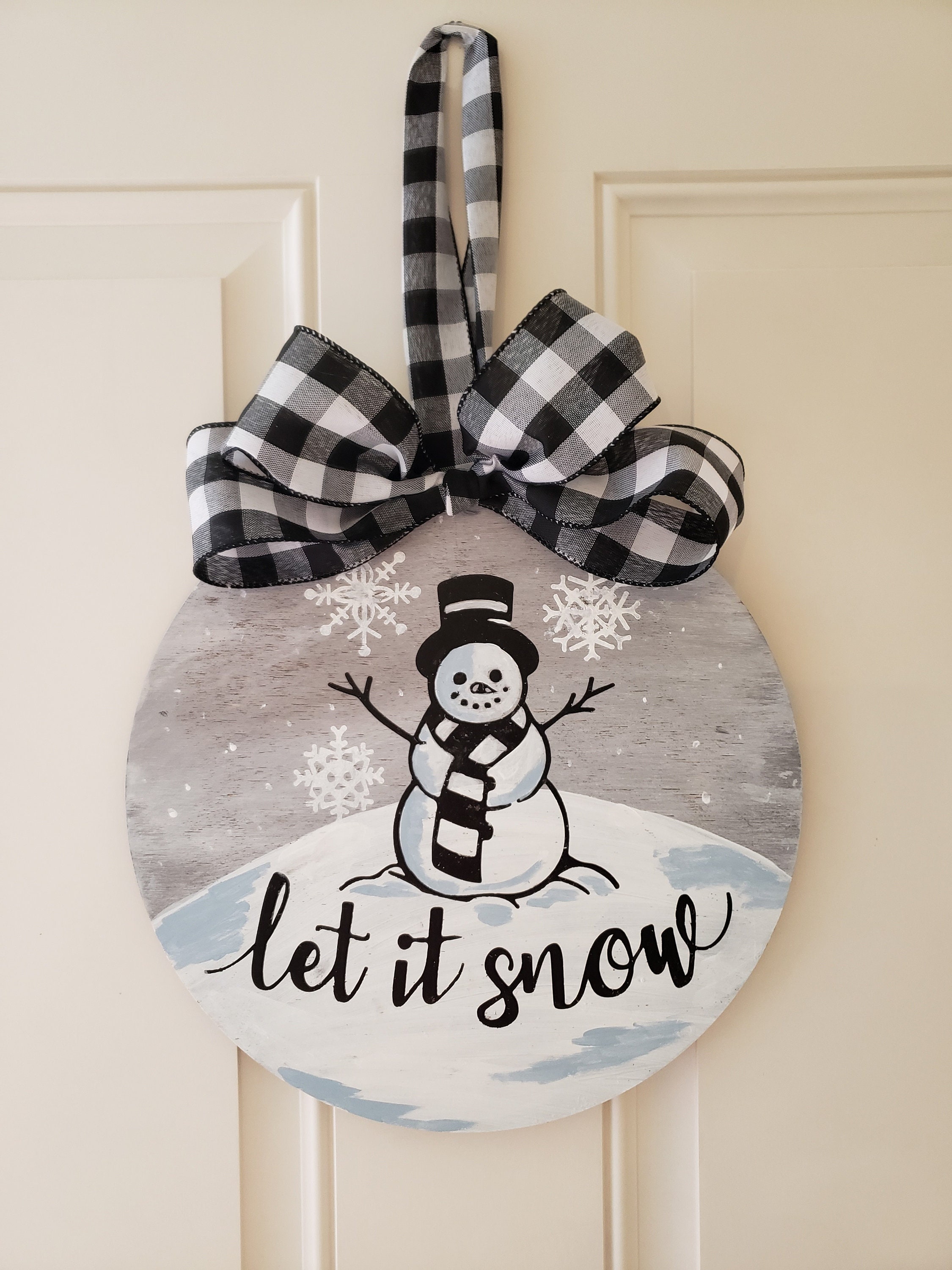 WINTER DOOR HANGER Let It Snow Wooden Holiday Decor - Etsy
