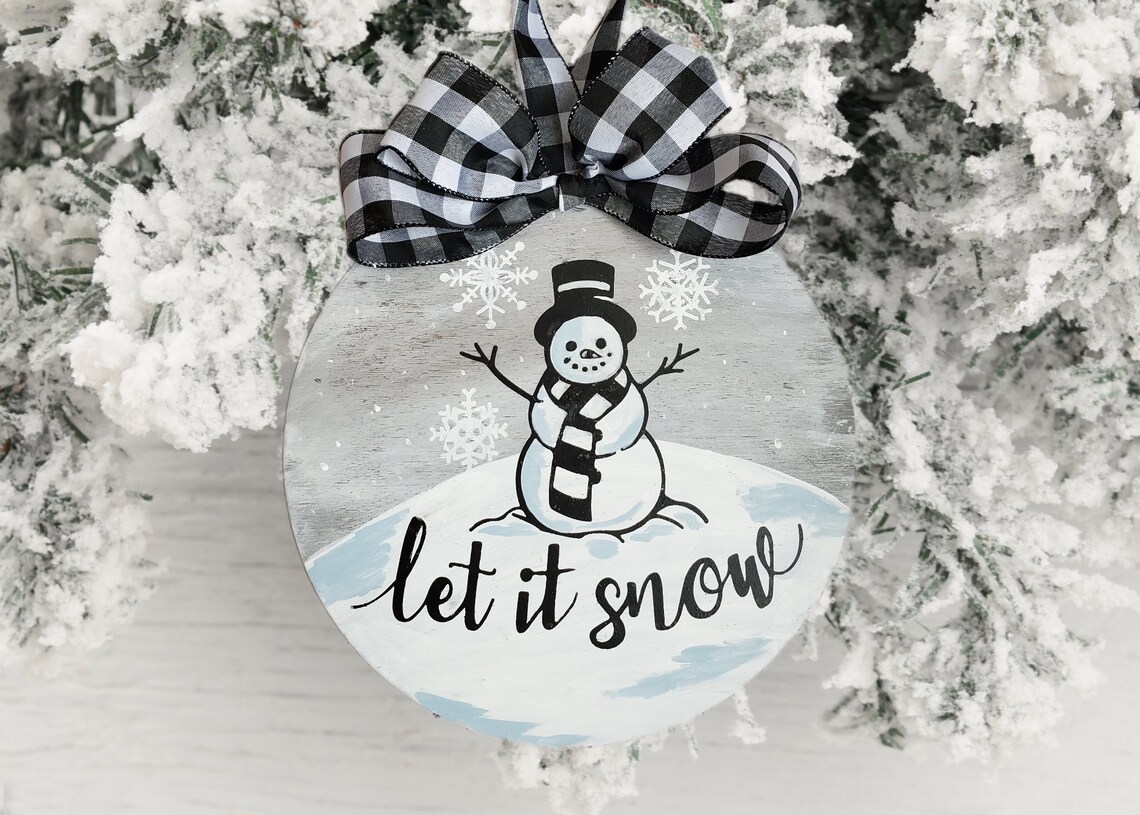 WINTER DOOR HANGER Let It Snow Wooden Holiday Decor - Etsy