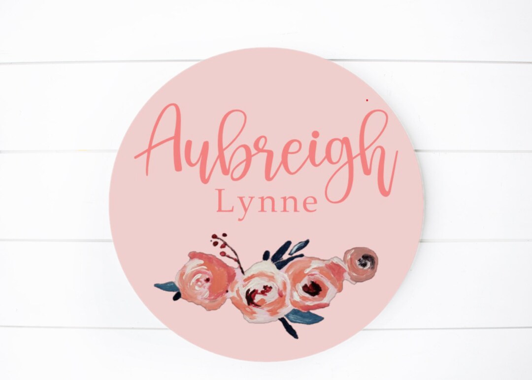 PERSONALIZED BABY NAME Sign With Flowers Wooden Name Sign Baby - Etsy