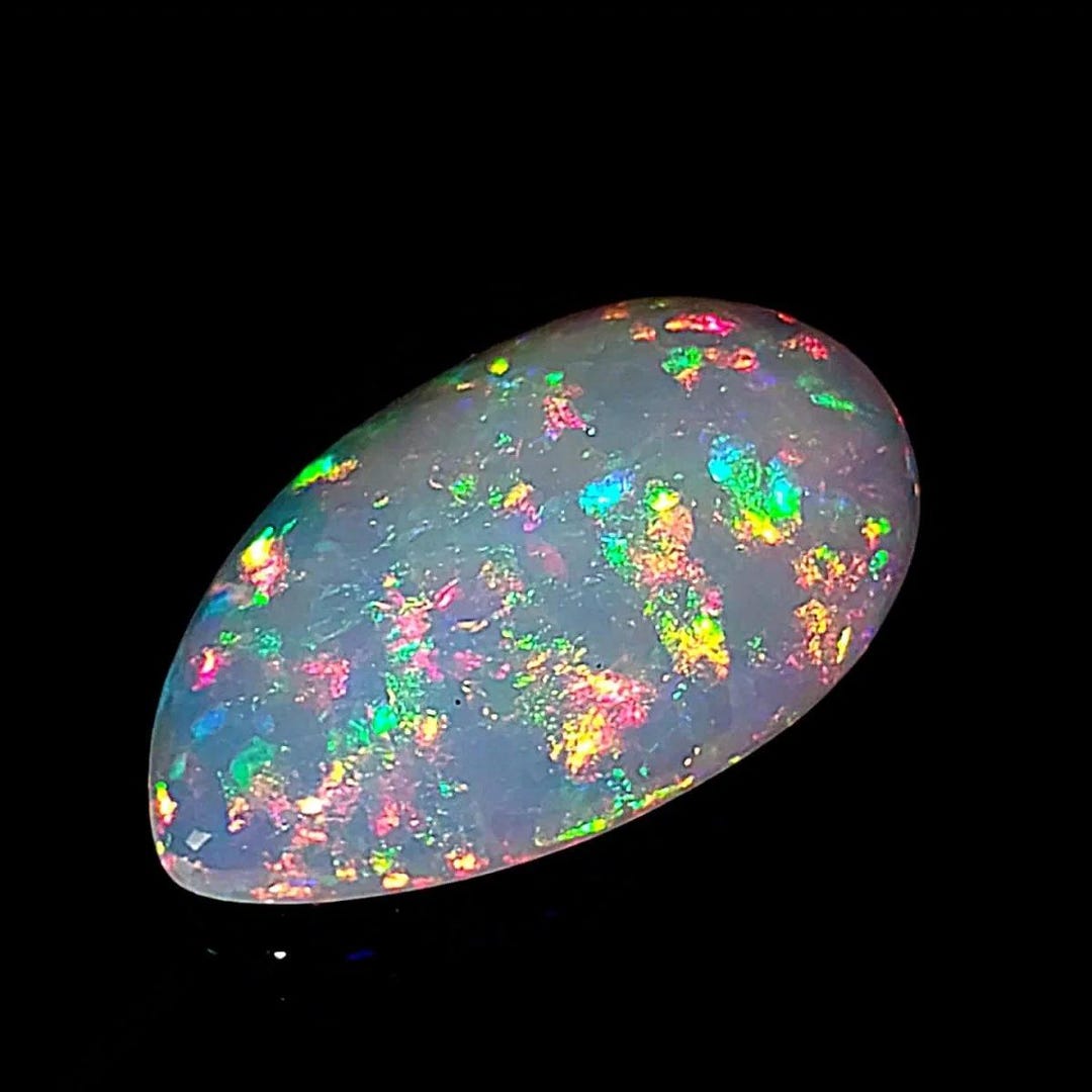 Ethiopian Welo Opal, Extra Large 22 Ct Pear Cabochon, Natural Rainbow ...