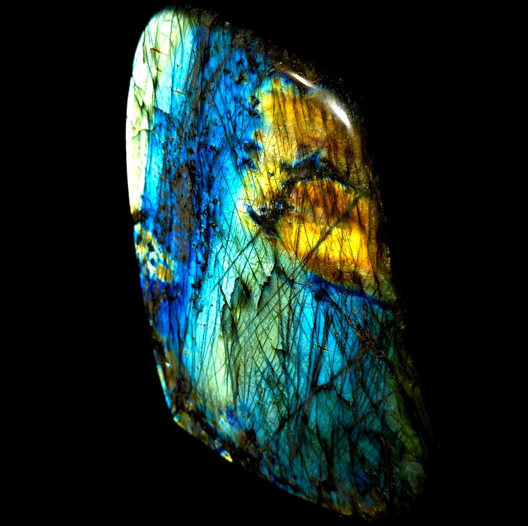 Large Polished Labradorite Slab, Rainbow Flash Spectrolite Crystal ...