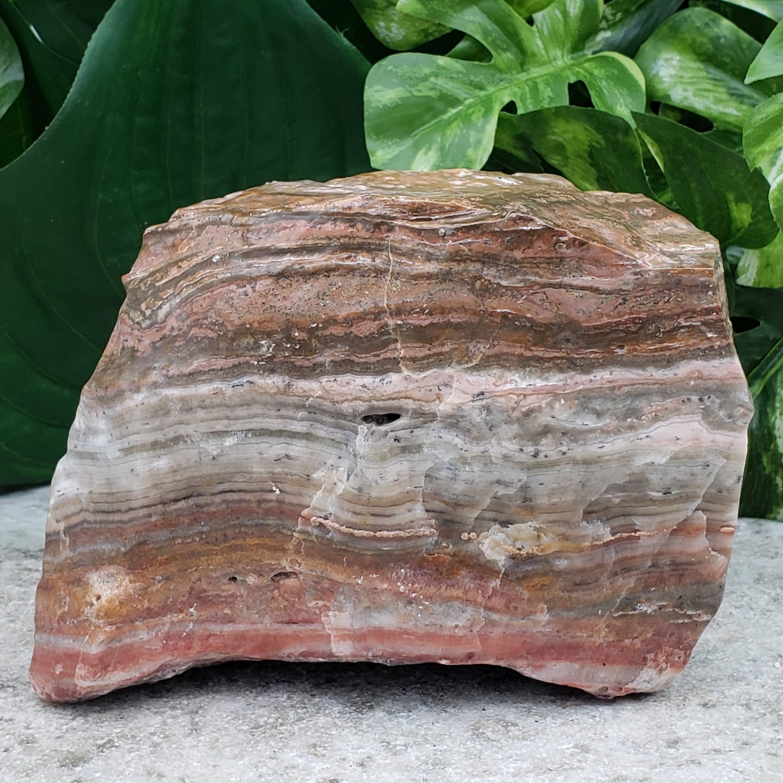 Banded Calcite Stone Large Tricolored Calcite Red Peach Pink | Etsy