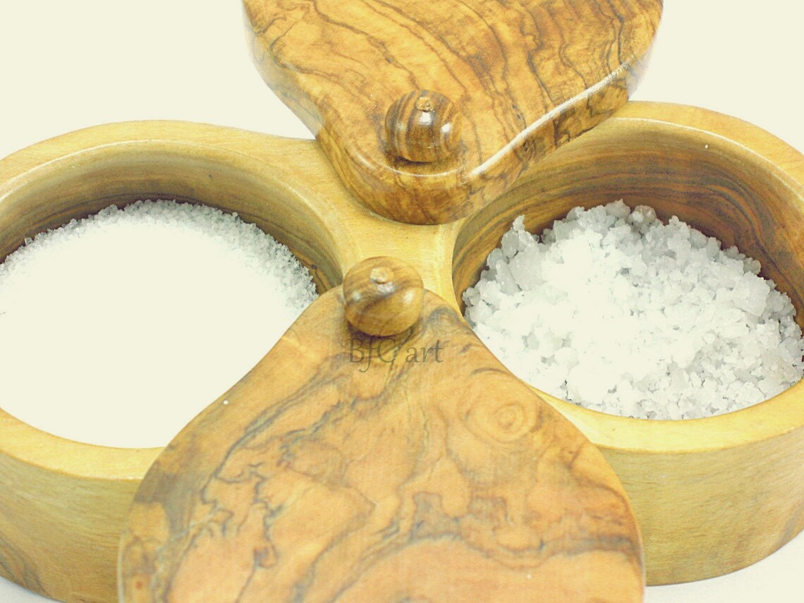 Wooden Table Salt Shaker Olive Wood Set Salt Shaker With Lid - Etsy