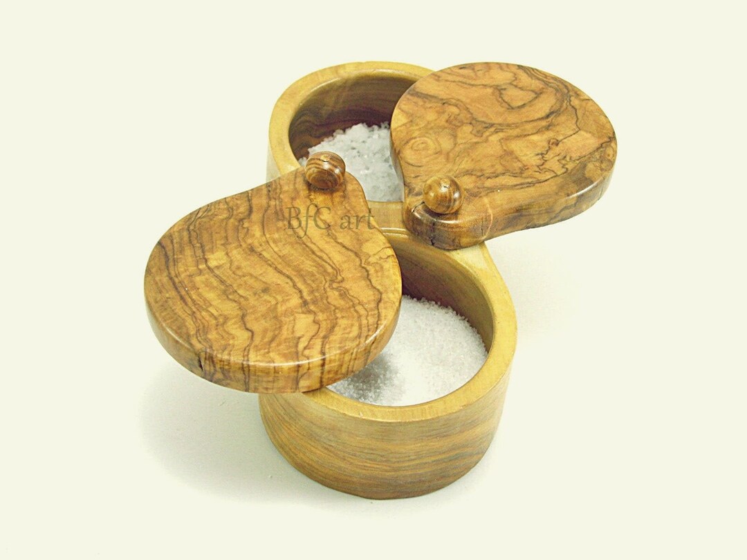 Wooden Table Salt Shaker Olive Wood Set, Salt Shaker With Lid Round ...
