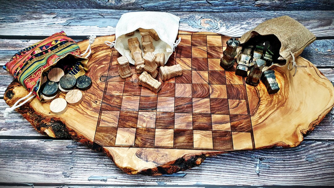 Chess Board With Checkers Included Handmade Custom, Uniquely Rustic ...