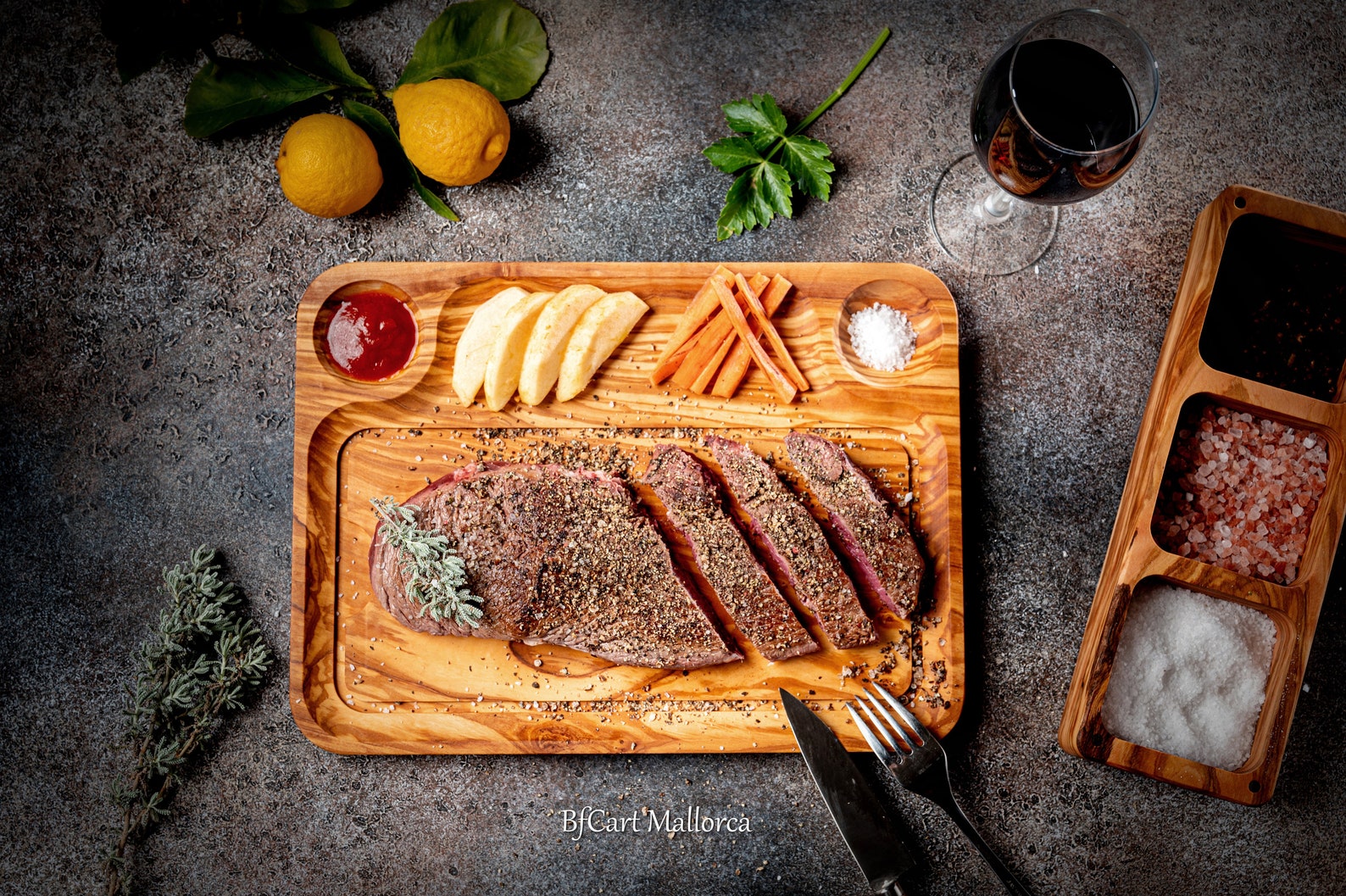 Set of 4 Steak Boards for Meat and Barbecues, Steak Plate Set With ...