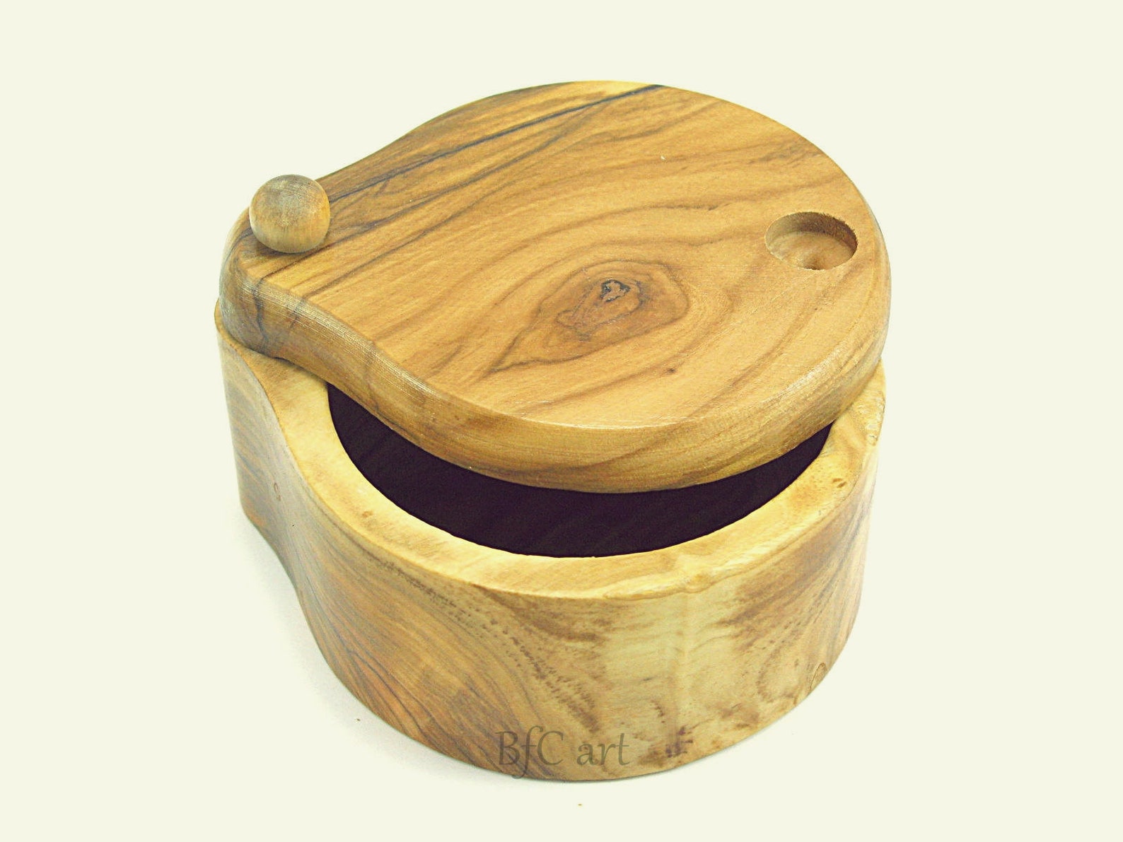 Wooden Table Salt Shaker Olive Wood Set, Salt Shaker With Lid Round ...