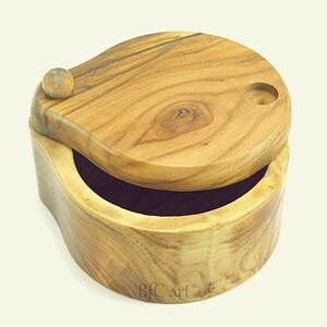Wooden Table Salt Shaker Olive Wood Set, Salt Shaker With Lid Round ...