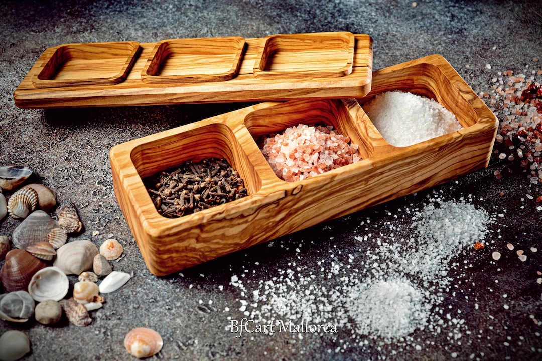 Olive Wood Salt Box With a Lid, Kitchen Salt Box Large, Salt Cellar ...