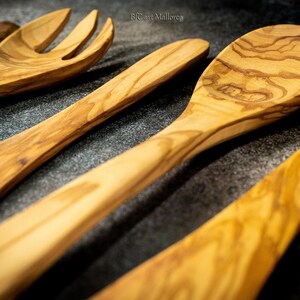 Olive Wood Kitchen Utensils Set of 5, Cooking Cutlery Olive Wood Set ...