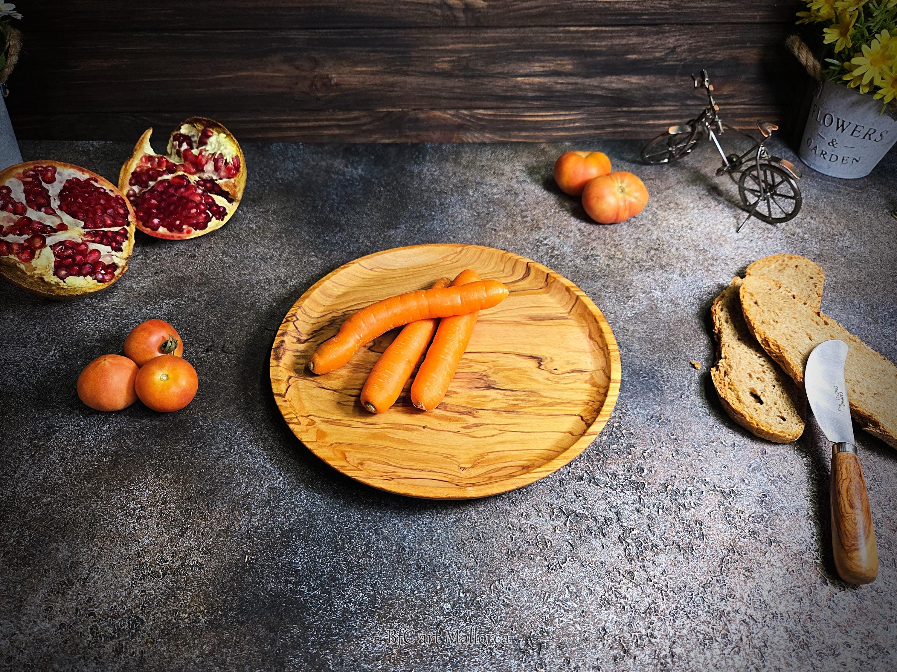 Rustic Olive Wood Plate, Handmade Serving Platter, Natural Appetizer ...