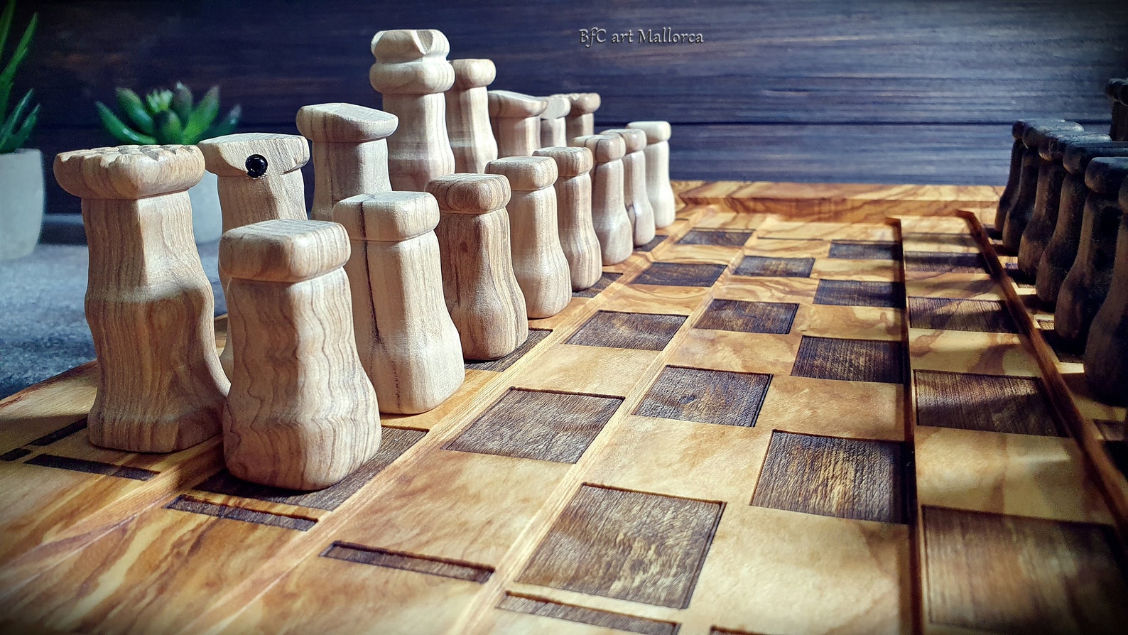 Olive Wood Chess Set Rustic Board - Etsy