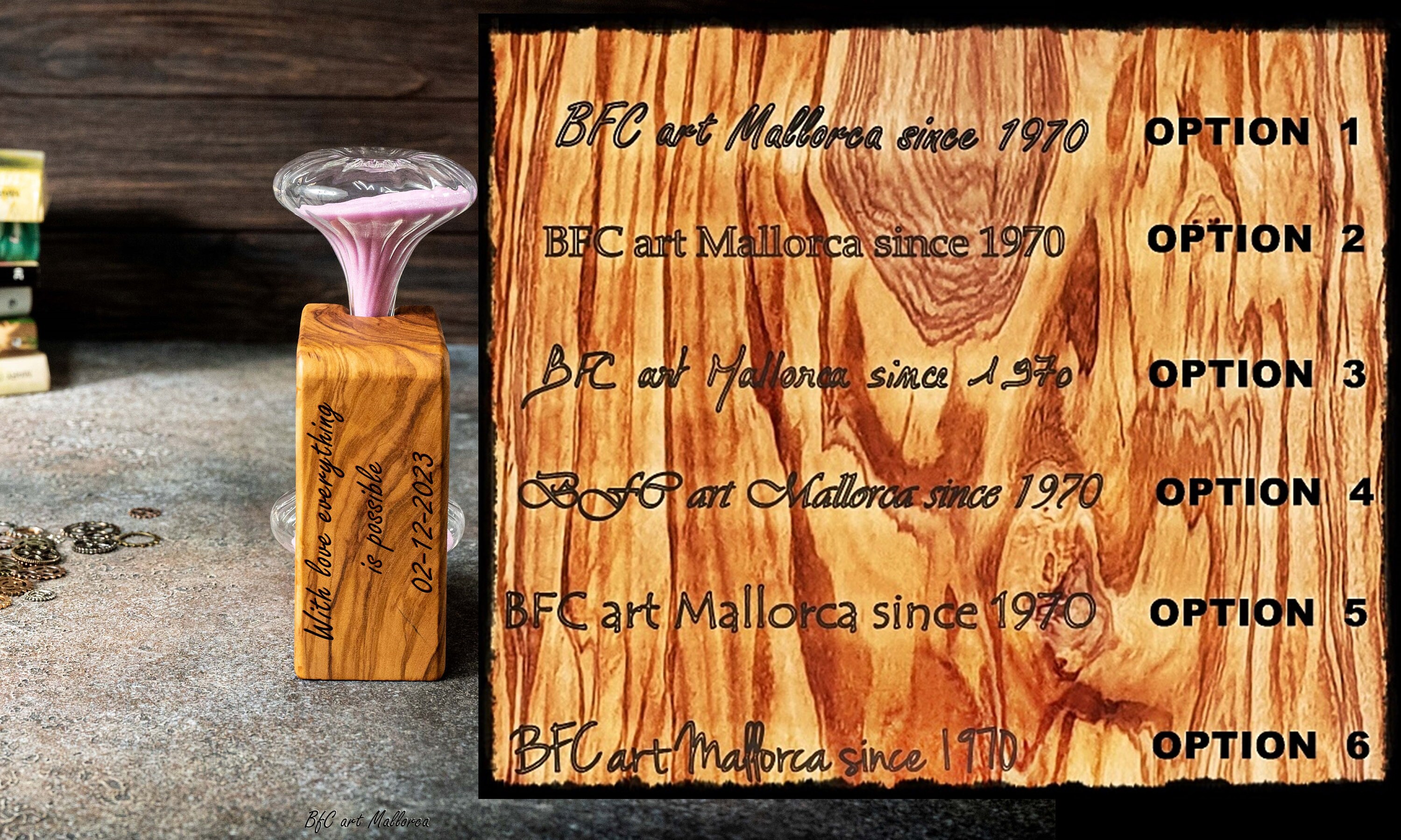 Customizable Hourglass Original Design With an Olive Wood Support 10 ...